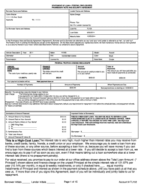 Fillable Online STATEMENT OF LOAN FEDERAL DISCLOSURES Fax Email Print ...