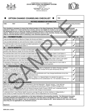 Fillable Online Regular Option Change Counseling Checklist (SERS-329C ...