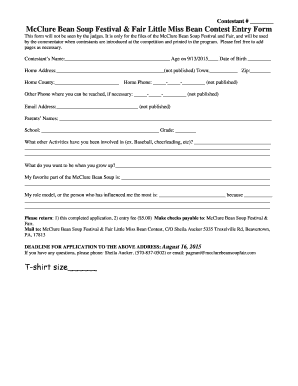 Fillable Online Contestant # Fax Email Print - pdfFiller