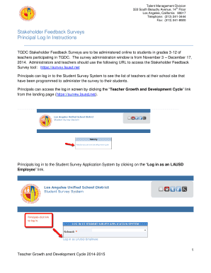 Fillable Online Stakeholder Feedback Surveys Principal Log In ...