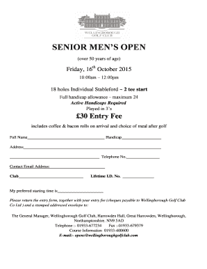 Fillable Online 18 holes Individual Stableford 2 tee start Fax Email ...