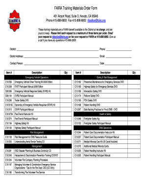 Fillable Online faira FAIRA Training Materials Order Form Fax Email ...