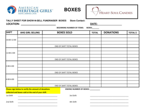 Fillable Online Boxes Show -n- Sell Daily Tally Sheet - Heart and Soul ...