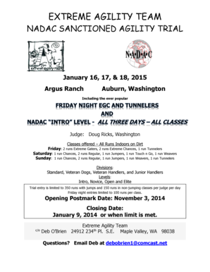 Fillable Online EXTREME AGILITY TEAM - Seattle Agility Center Fax Email ...
