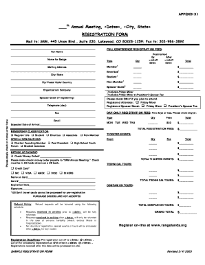 Fillable Online rangelands Appendix I - Sample Registration Form ...