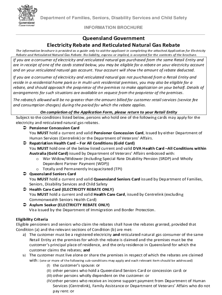 Fillable Online Electricity Rebate and Reticulated Natural Gas Rebate Fax Email Print - pdfFiller