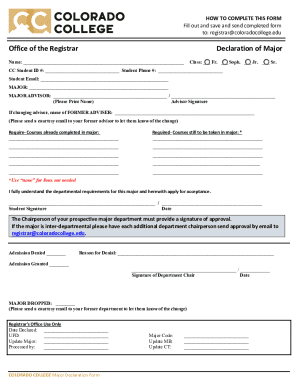 Fillable Online Declaration of Major Fax Email Print - pdfFiller