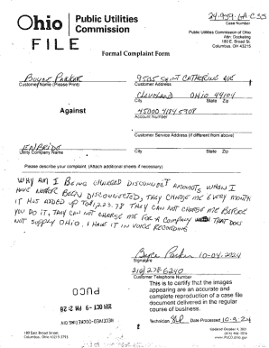 Fillable Online Public Utilities Commission of Ohio - Formal Complaint ...