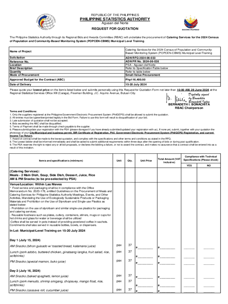 Fillable Online Catering Services for the 2024 Census of Population and Community-based ...