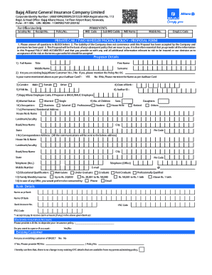 Fillable Online Bajaj Allianz Private Car / Two Wheeler Insurance ...