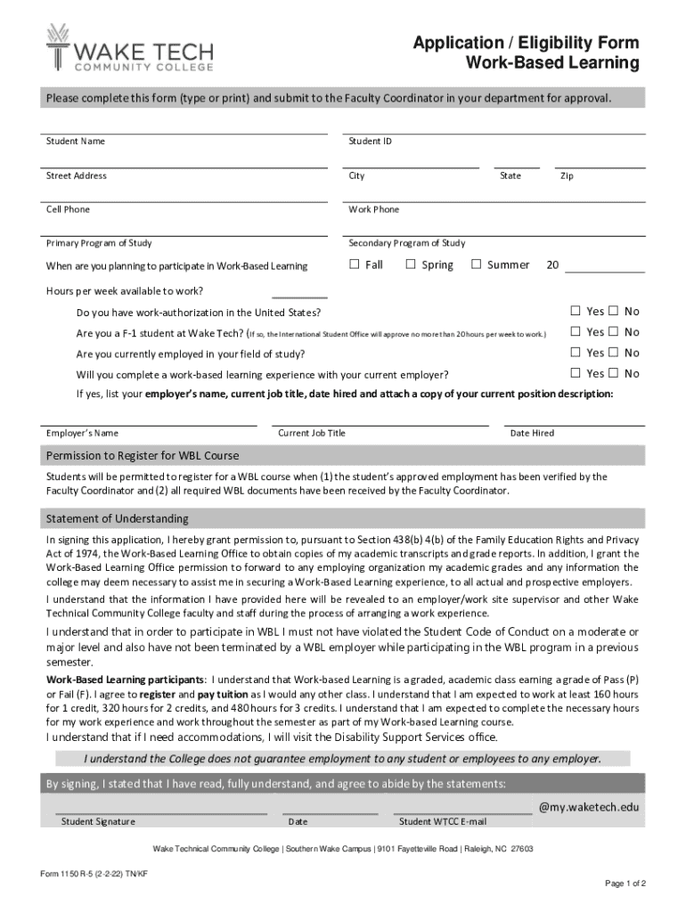 Fillable Online Work-based Learning Fax Email Print - pdfFiller