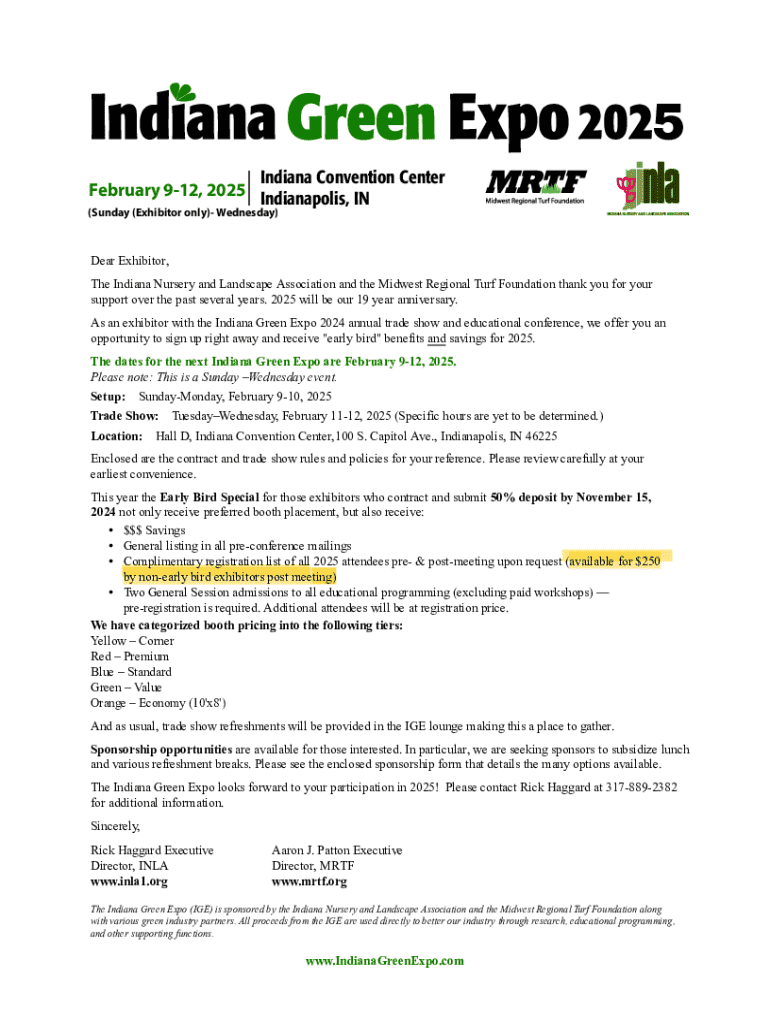 Fillable Online Indiana Green Expo 2025 Exhibitor Registration Fax ...