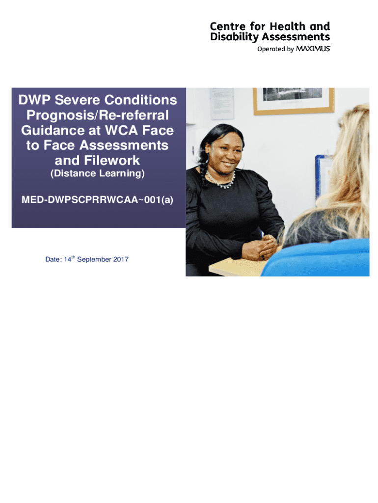 Fillable Online Prognosis/re-referral Guidance at Wca Face to Face Assessments and Filework ...