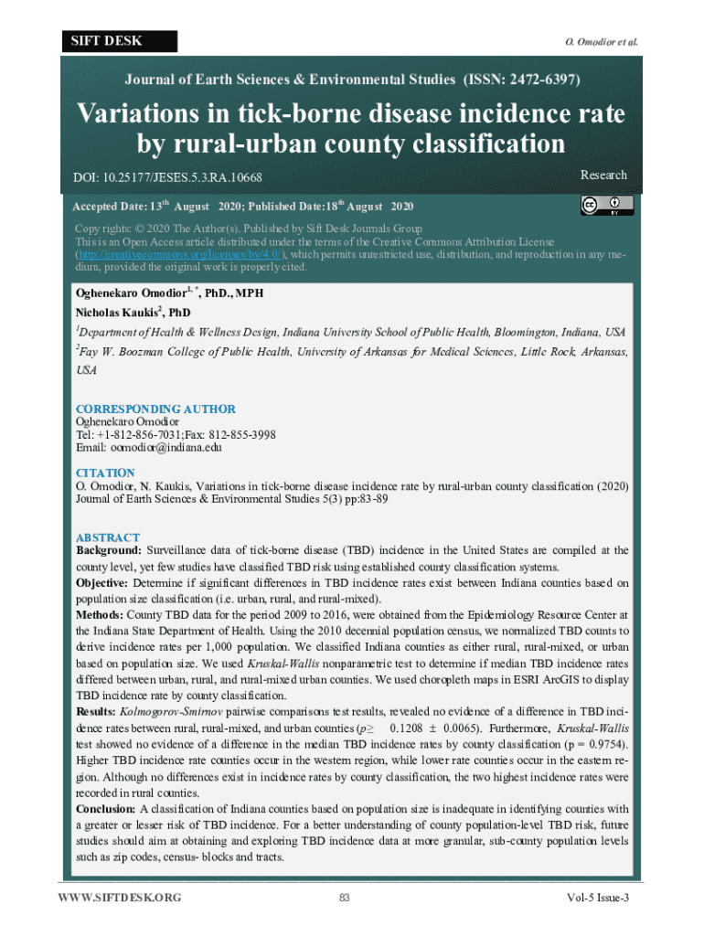 Fillable Online Variations in Tick-borne Disease Incidence Rate Fax ...