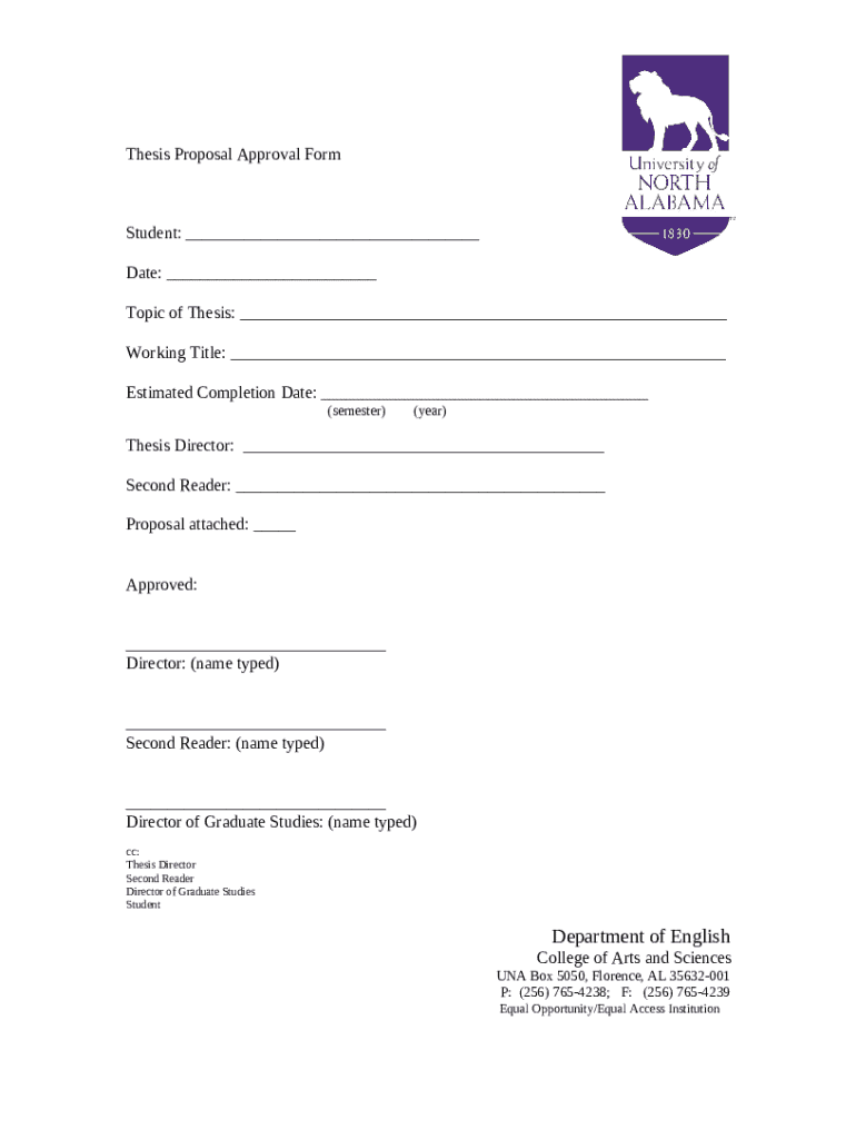 Thesis Proposal Approval Doc Template | pdfFiller