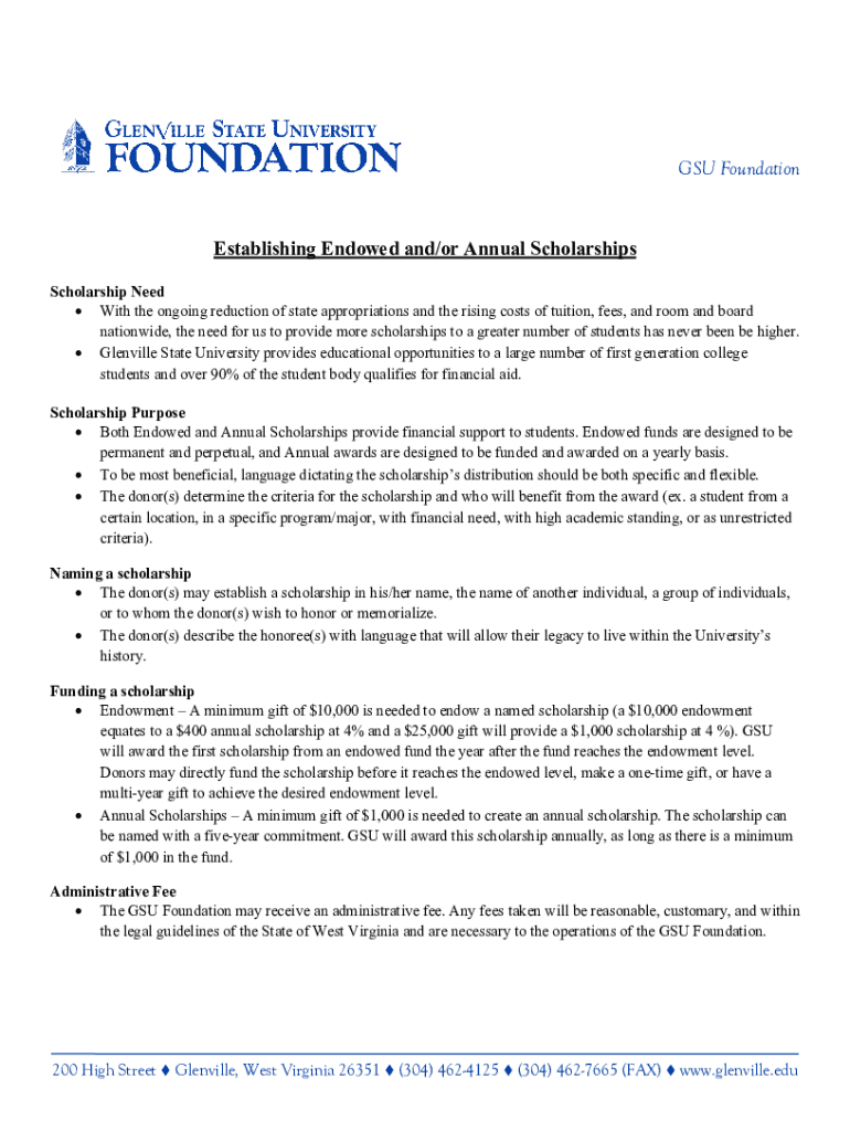 Fillable Online Worksheet to Create an Mou for Establishing Endowed or ...