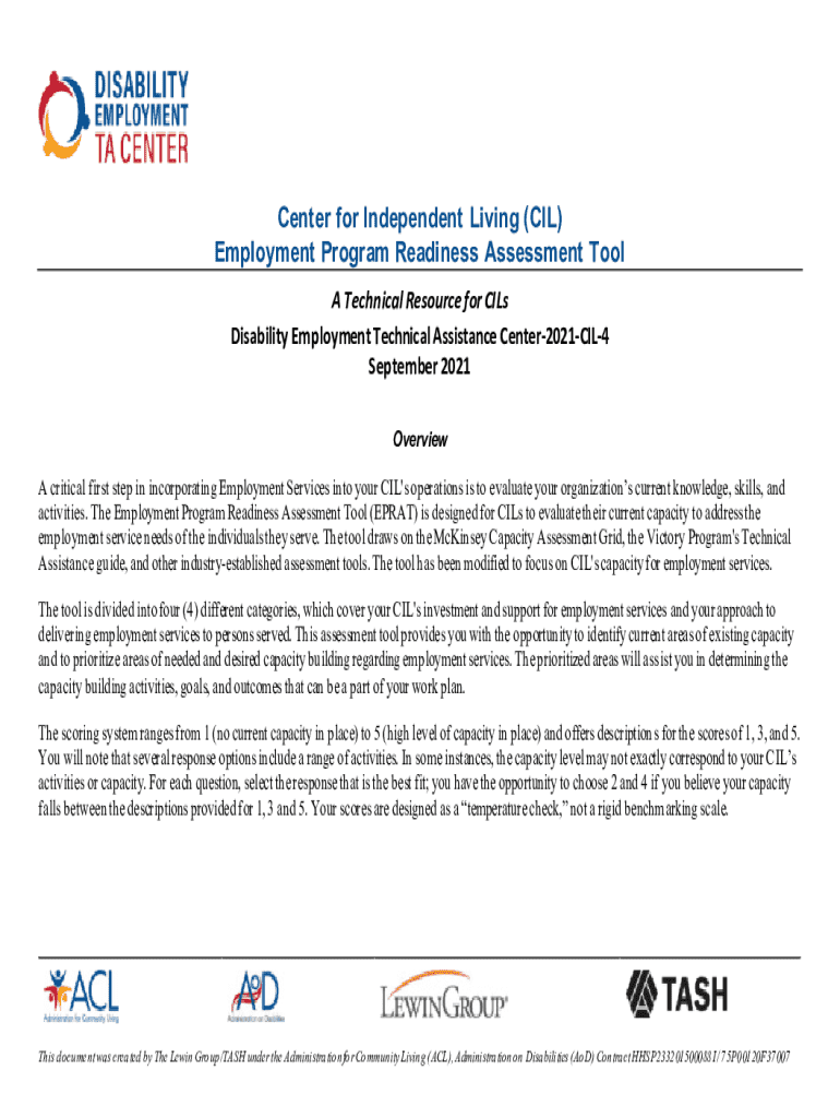 Fillable Online Center for Independent Living (cil) Employment Program ...