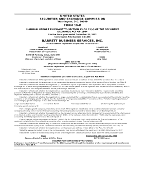 Fillable Online Barrett Business Services, Inc. 2022 Annual Report on ...