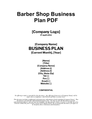 Fillable Online Barber Shop Business Plan Pdf Fax Email Print - pdfFiller