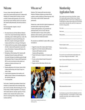 Fillable Online Commonwealth Association Membership Application Fax ...