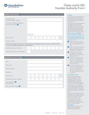 Fillable Online Close Junior Isa Transfer Authority Fax Email Print ...