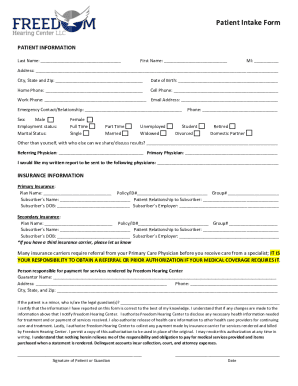 Fillable Online Patient Intake Form Fax Email Print - pdfFiller