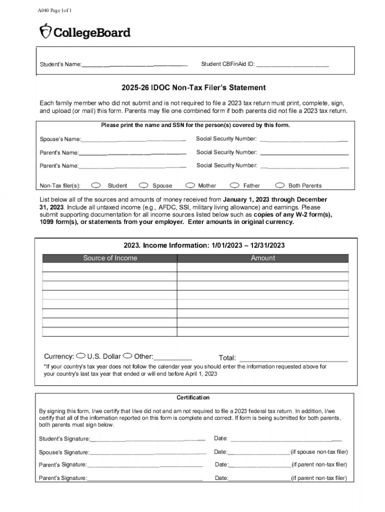 Fillable Online Non-tax Filer's Statement Fax Email Print - pdfFiller