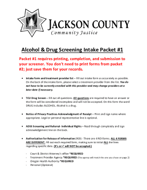 Fillable Online Alcohol & Drug Screening Intake Packet Fax Email Print ...