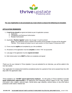 Fillable Online Thrive Upstate Employment Application Fax Email Print ...