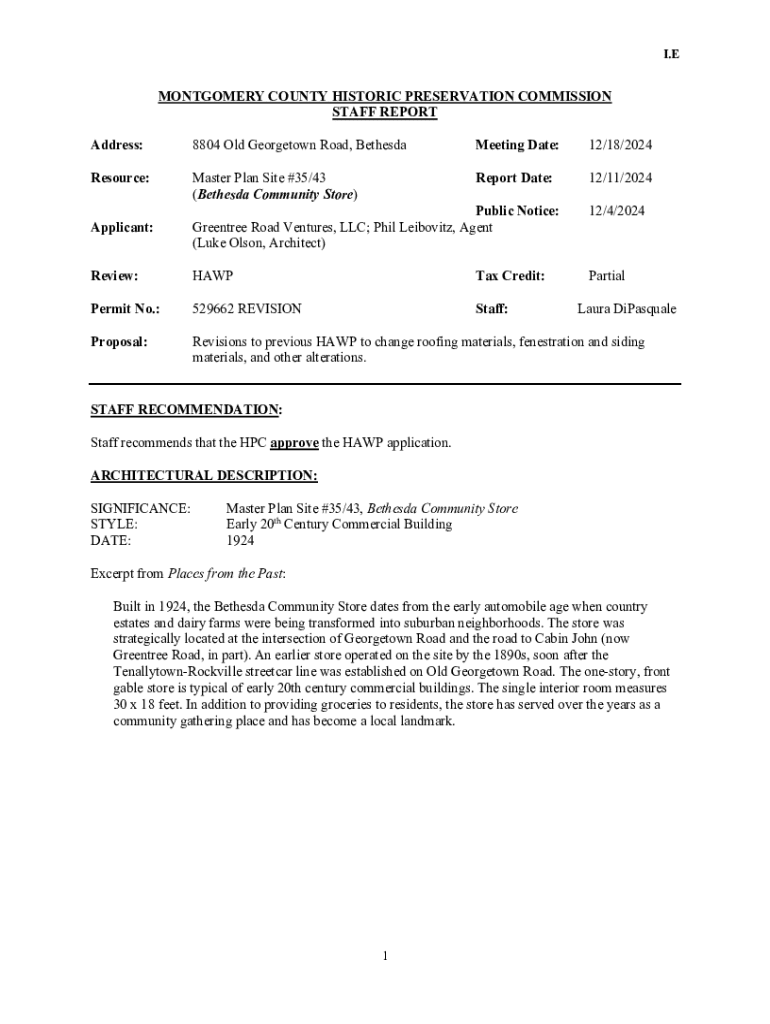 Fillable Online Montgomery County Historic Preservation Commission Staff Report Fax Email Print ...