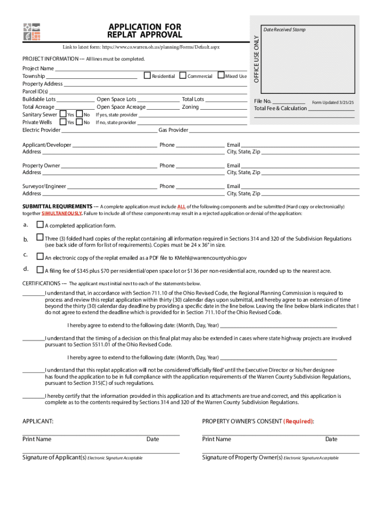 Fillable Online Application for Replat Approval Fax Email Print - pdfFiller