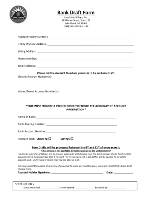 Fillable Online Bank Draft Authorization Form Fax Email Print - pdfFiller