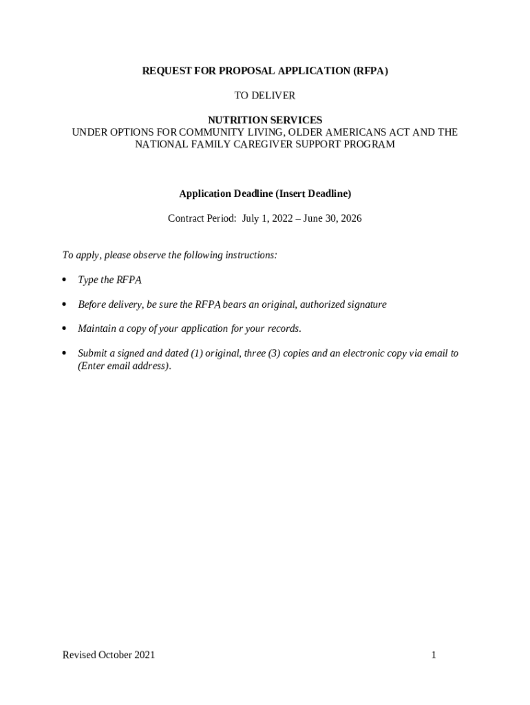 Request for Proposal Application (rfpa) Doc Template | pdfFiller