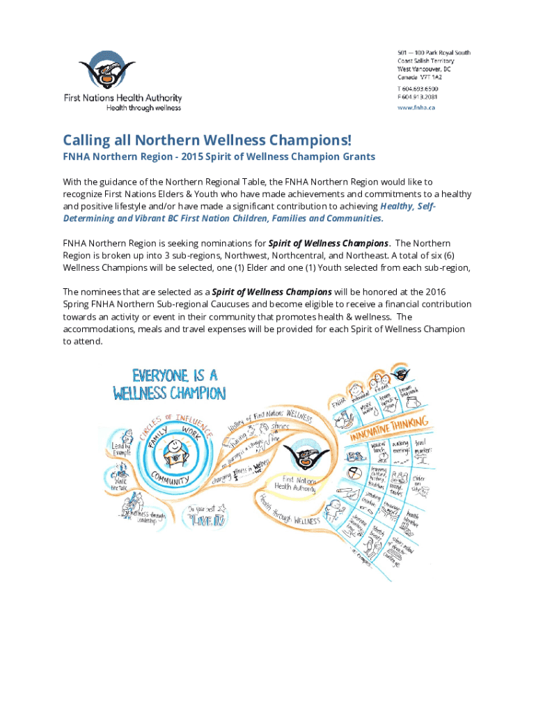 Fillable Online Fnha Northern Region - Spirit of Wellness Champion ...