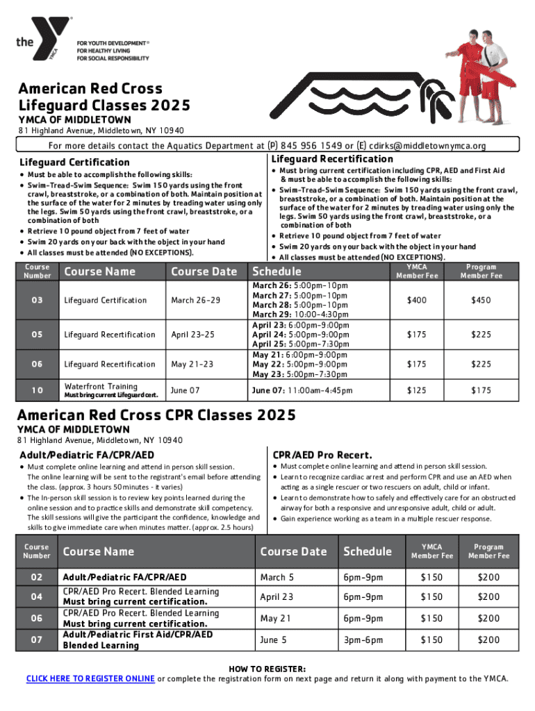 Fillable Online Lifeguard and Cpr Classes Registration Fax Email Print ...