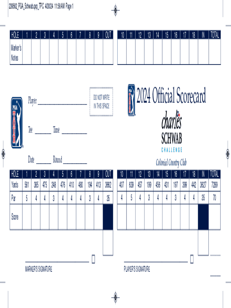 Fillable Online Official Scorecard - Colonial Country Club Fax Email Print - pdfFiller