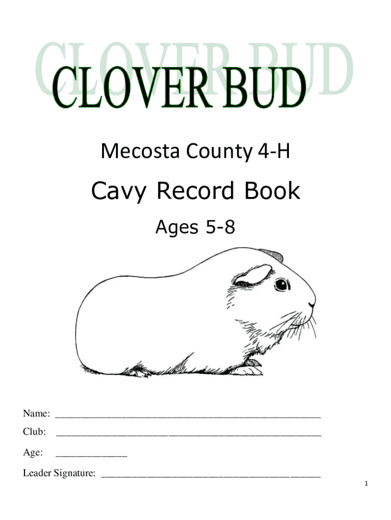 Fillable Online Mecosta County 4-h Cavy Record Book Fax Email Print - pdfFiller
