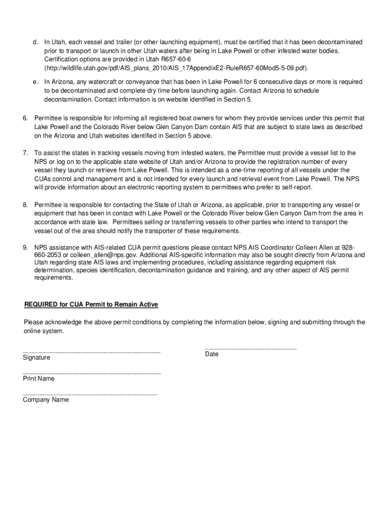 Fillable Online Aquatic Invasive Species Acknowledgement Form Fax Email ...