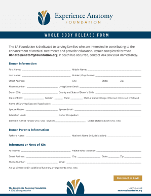 Fillable Online Whole Body Release Form Fax Email Print - pdfFiller