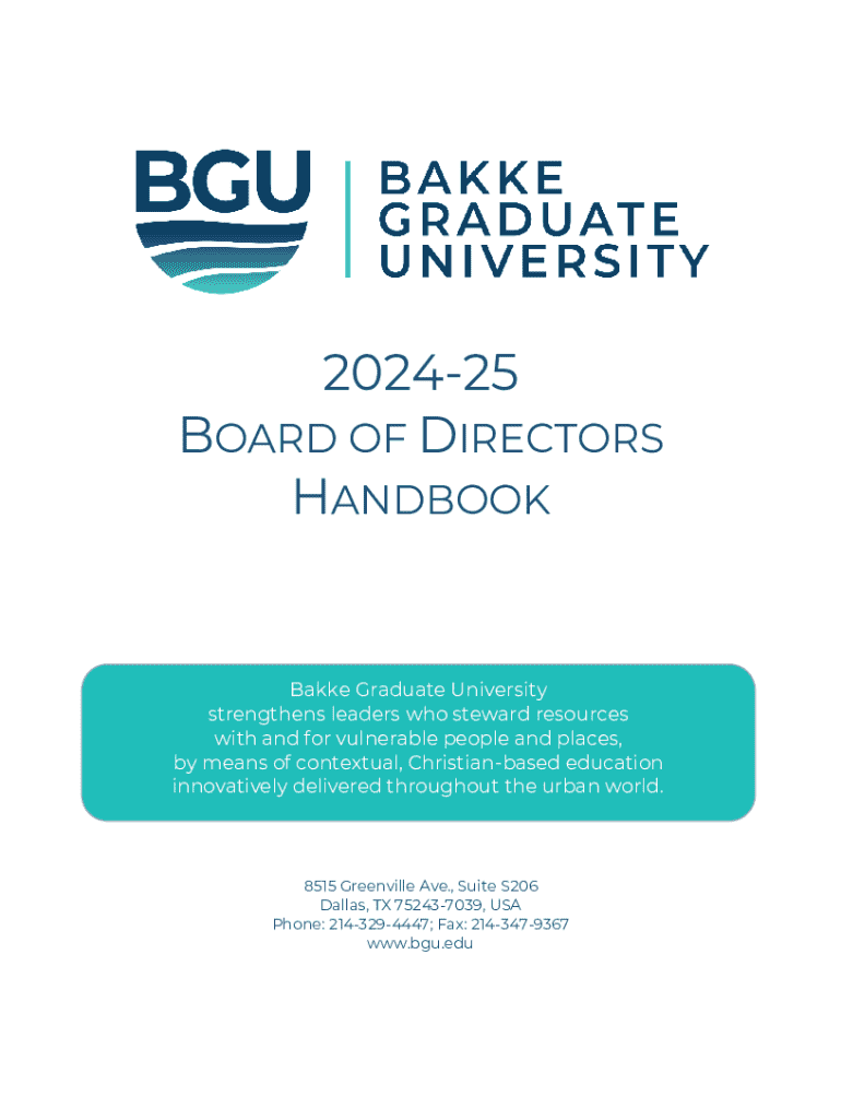 Fillable Online Board of Directors Handbook Fax Email Print - pdfFiller