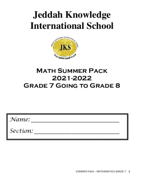 Fillable Online Math Summer Pack Grade 7 Fax Email Print - pdfFiller