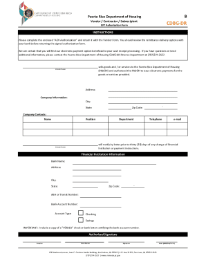 Fillable Online Cdbg-dr Eft Authorization Form Fax Email Print - pdfFiller