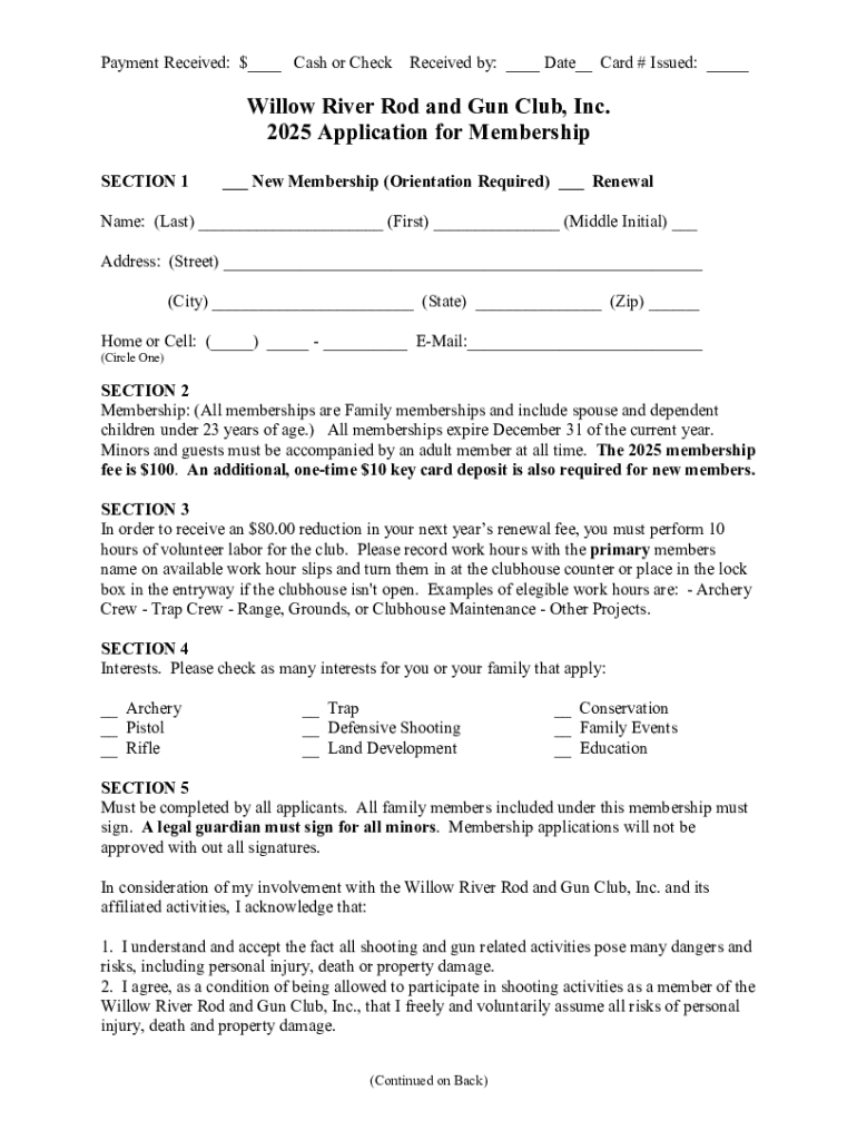 Fillable Online Willow River Rod and Gun Club, Inc. Membership Application Fax Email Print ...