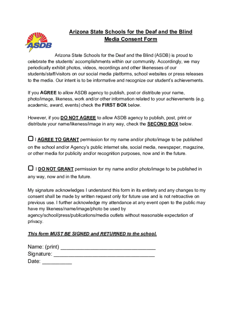 Fillable Online Arizona State Schools for the Deaf and the Blind ...