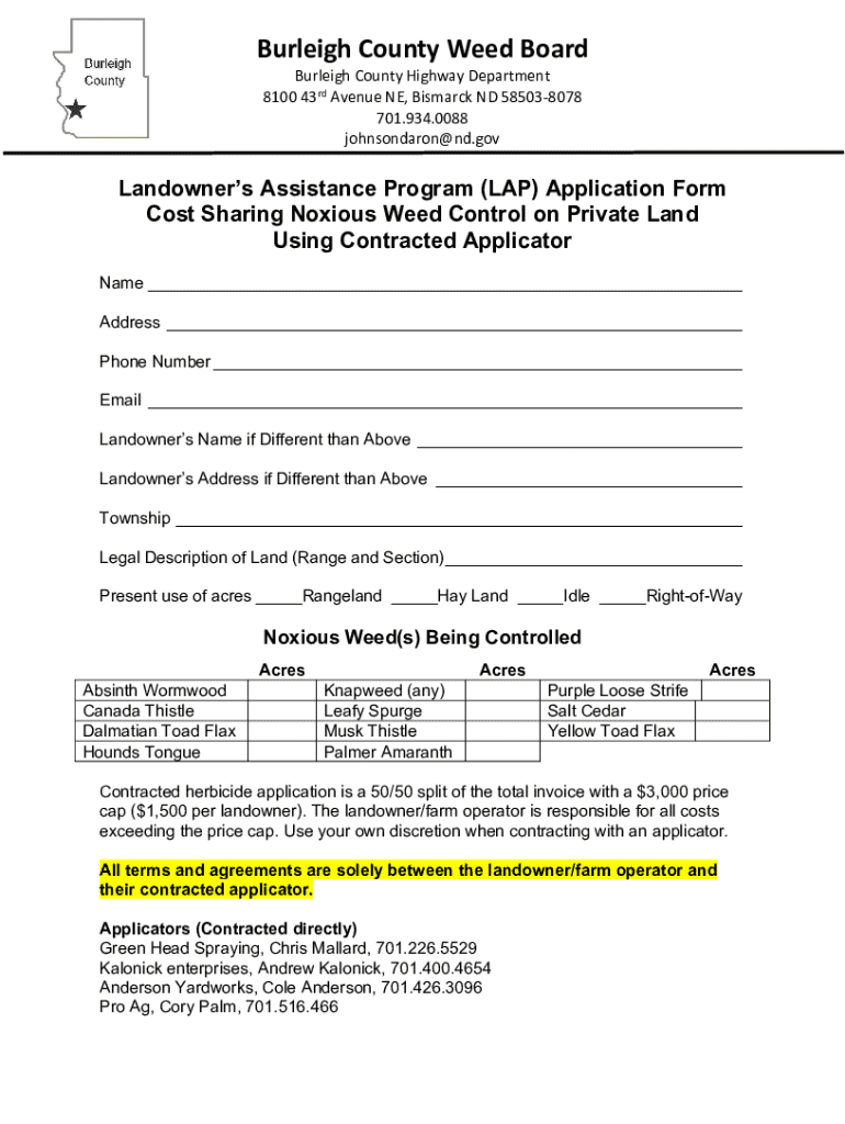 Fillable Online Cost Sharing Noxious Weed Control on Private Land Fax ...