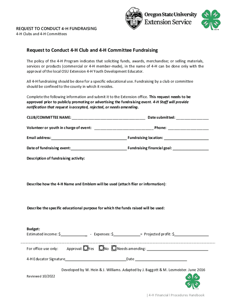 Fillable Online 4-h Fundraising Request Form Fax Email Print - pdfFiller
