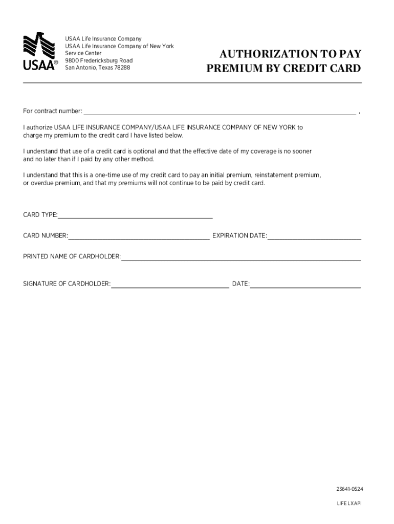 Fillable Online Usaa Life Insurance Company Premium Payment ...