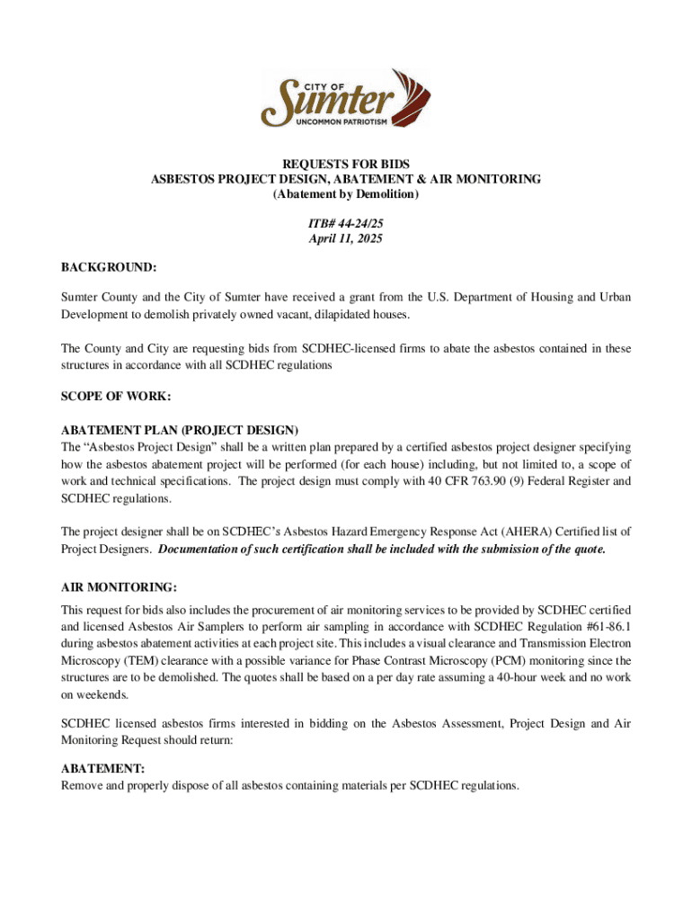 Fillable Online Asbestos Project Design, Abatement & Air Monitoring Fax ...