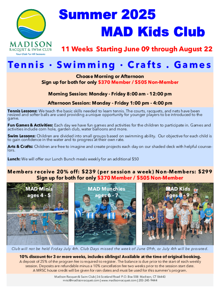 Fillable Online Mad Kids Club Registration Fax Email Print - pdfFiller