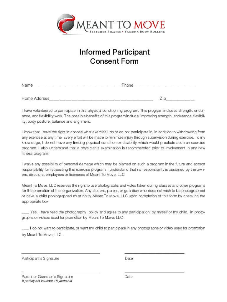 Fillable Online Informed Participant Consent Form Fax Email Print - pdfFiller